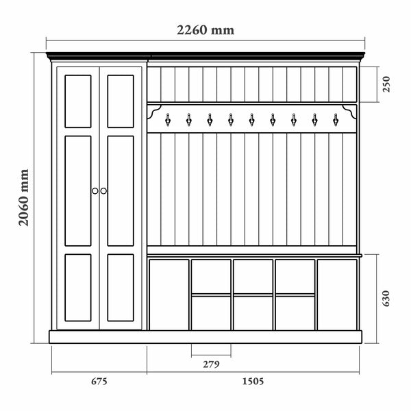 Boot Room Bench with Double Cupboard – Ely Farmhouse Furniture