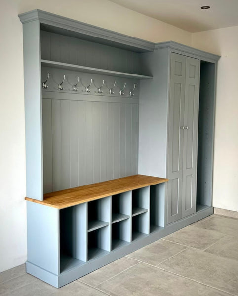 Shelved Boot Room Bench Combination – Ely Farmhouse Furniture